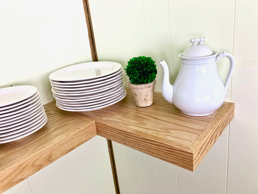 Oak Corner Floating Shelf - The Shelf Shop