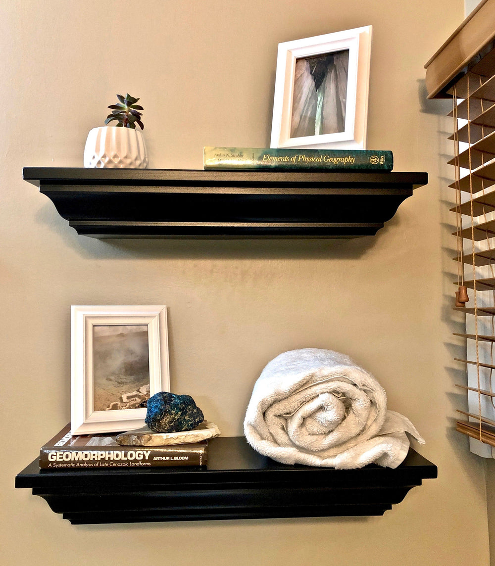 Black Crown Molding Floating Shelf | The Shelf Shop