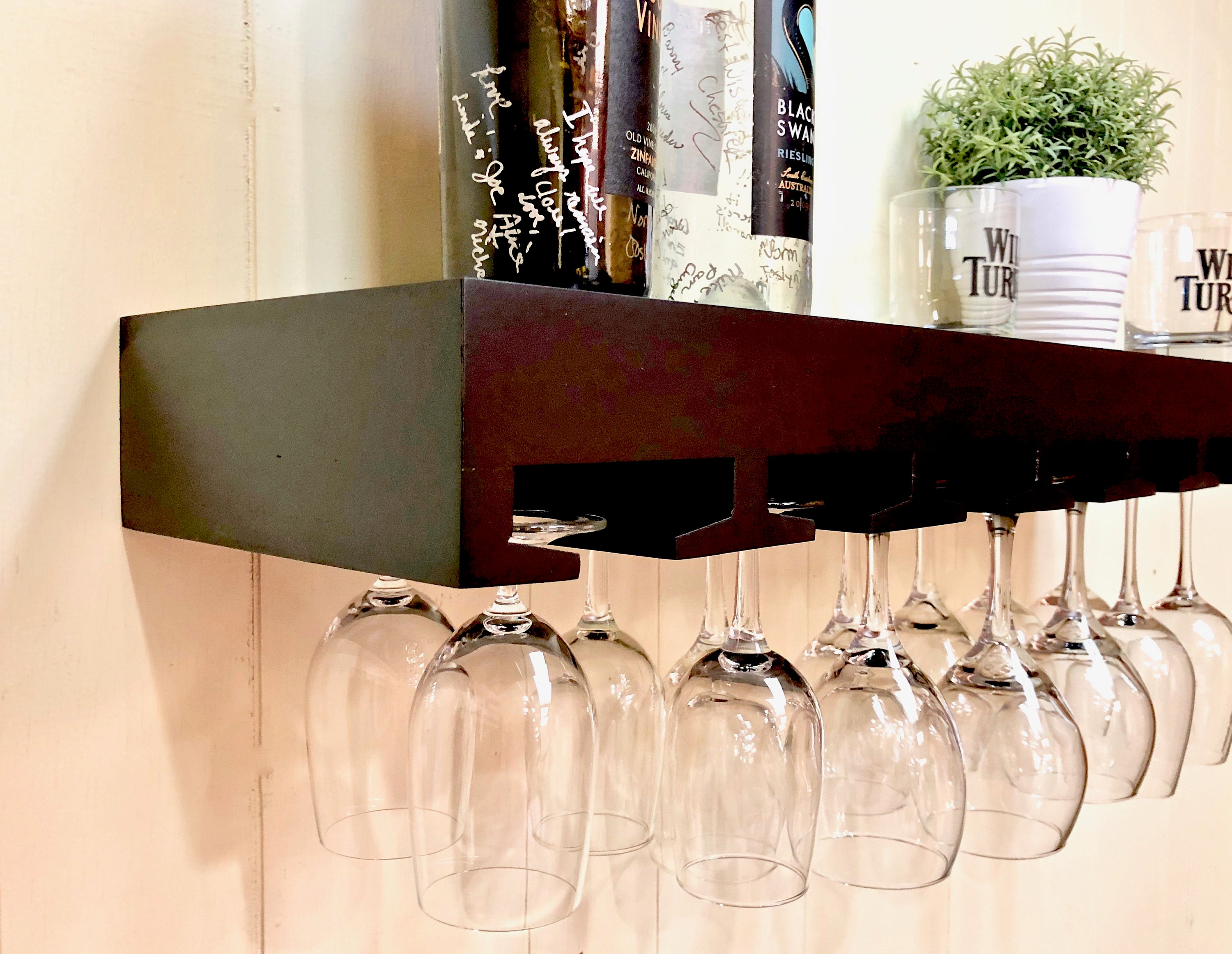 Custom Wine Glass Floating Shelf - The Shelf Shop